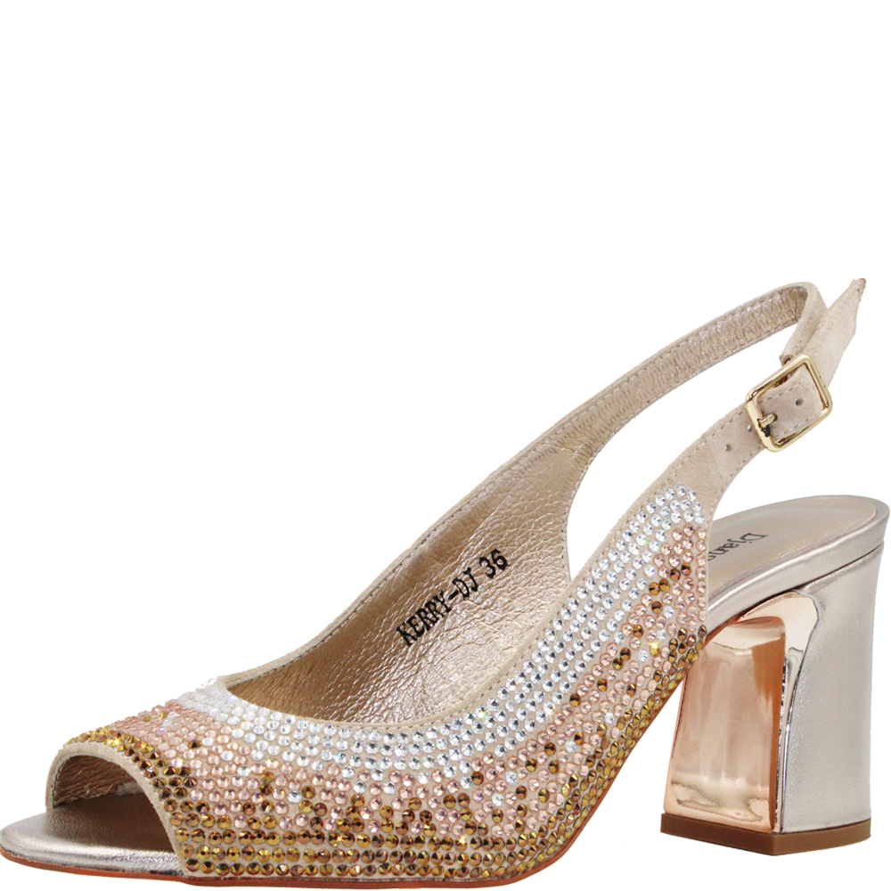 Django & Juliette Kerry New Champagne Multi Slingbacks - ShoeBeDoo