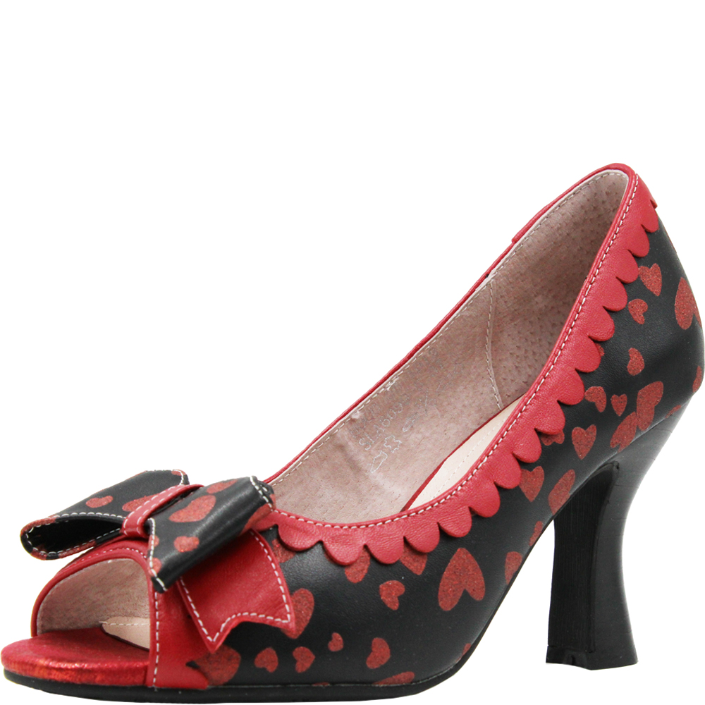 Hoco 05 Black Red Leather Pumps - ShoeBeDoo