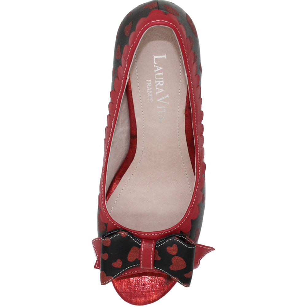 Hoco 05 Black Red Leather Pumps - ShoeBeDoo