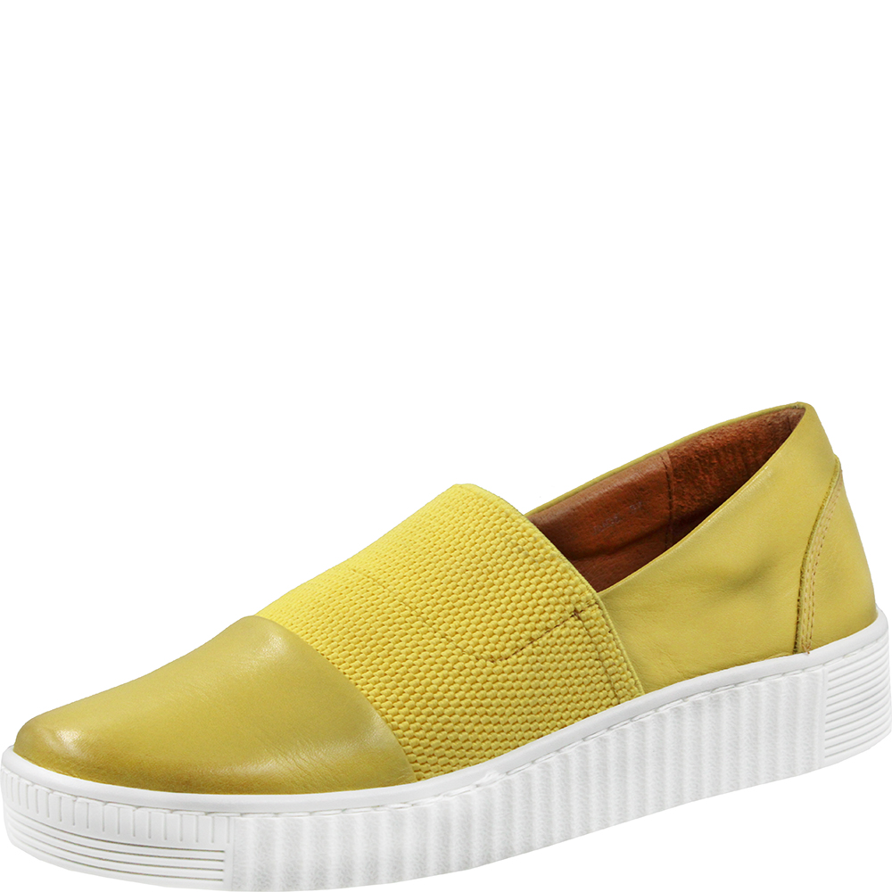 EOS Jude Yellow Leather Slip On Sneakers - ShoeBeDoo