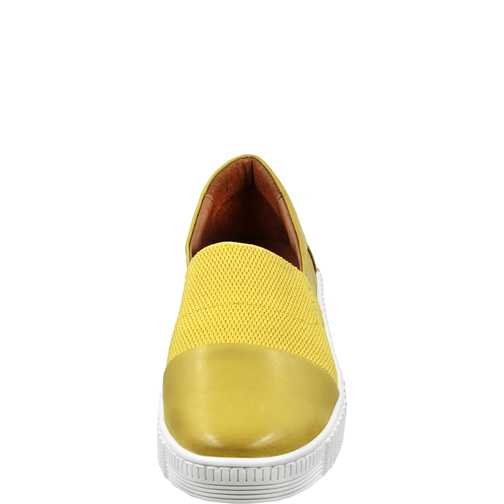 EOS Jude Yellow Leather Slip On Sneakers - ShoeBeDoo