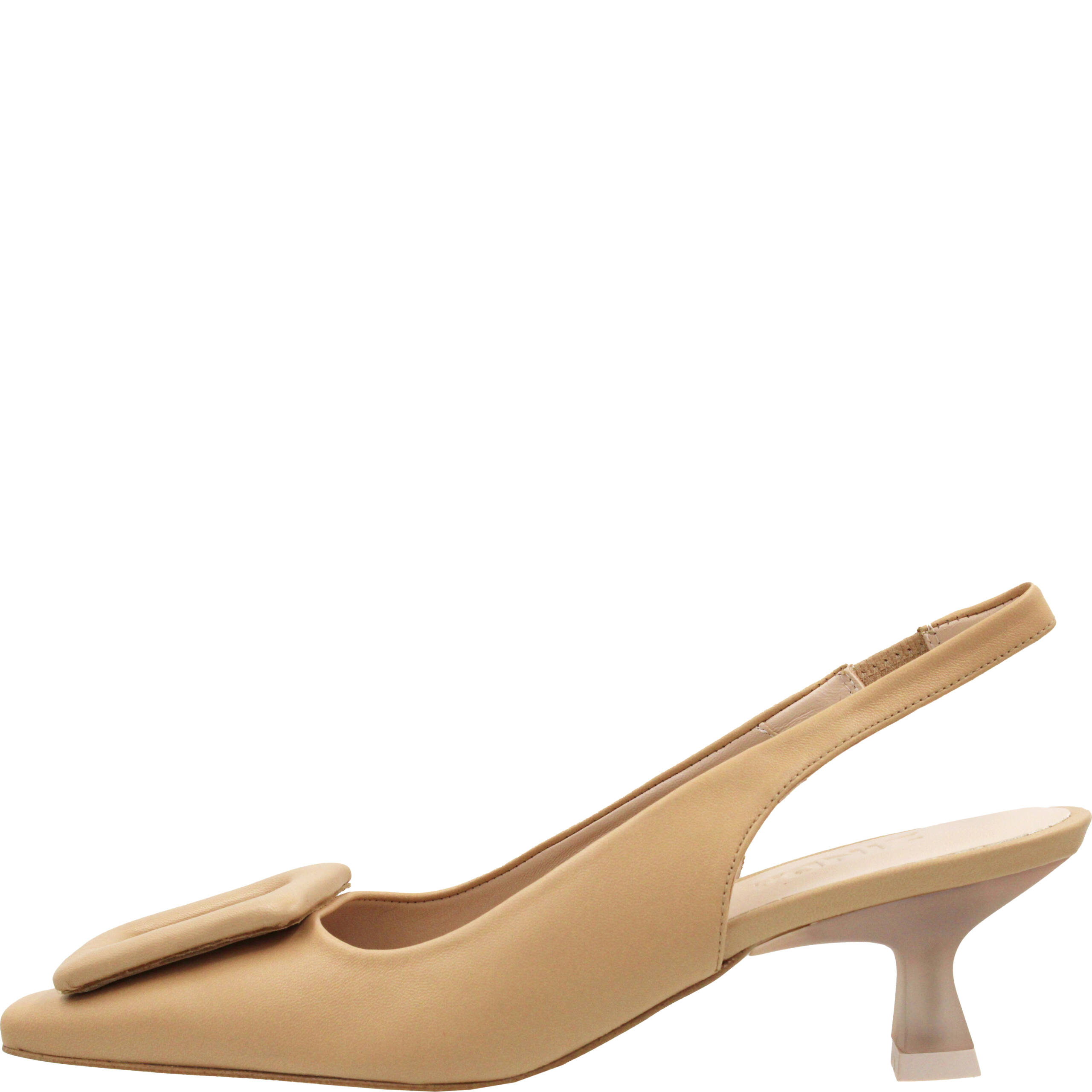 Zina Tan Leather Buckle Trim Pumps 2226A - ShoeBeDoo