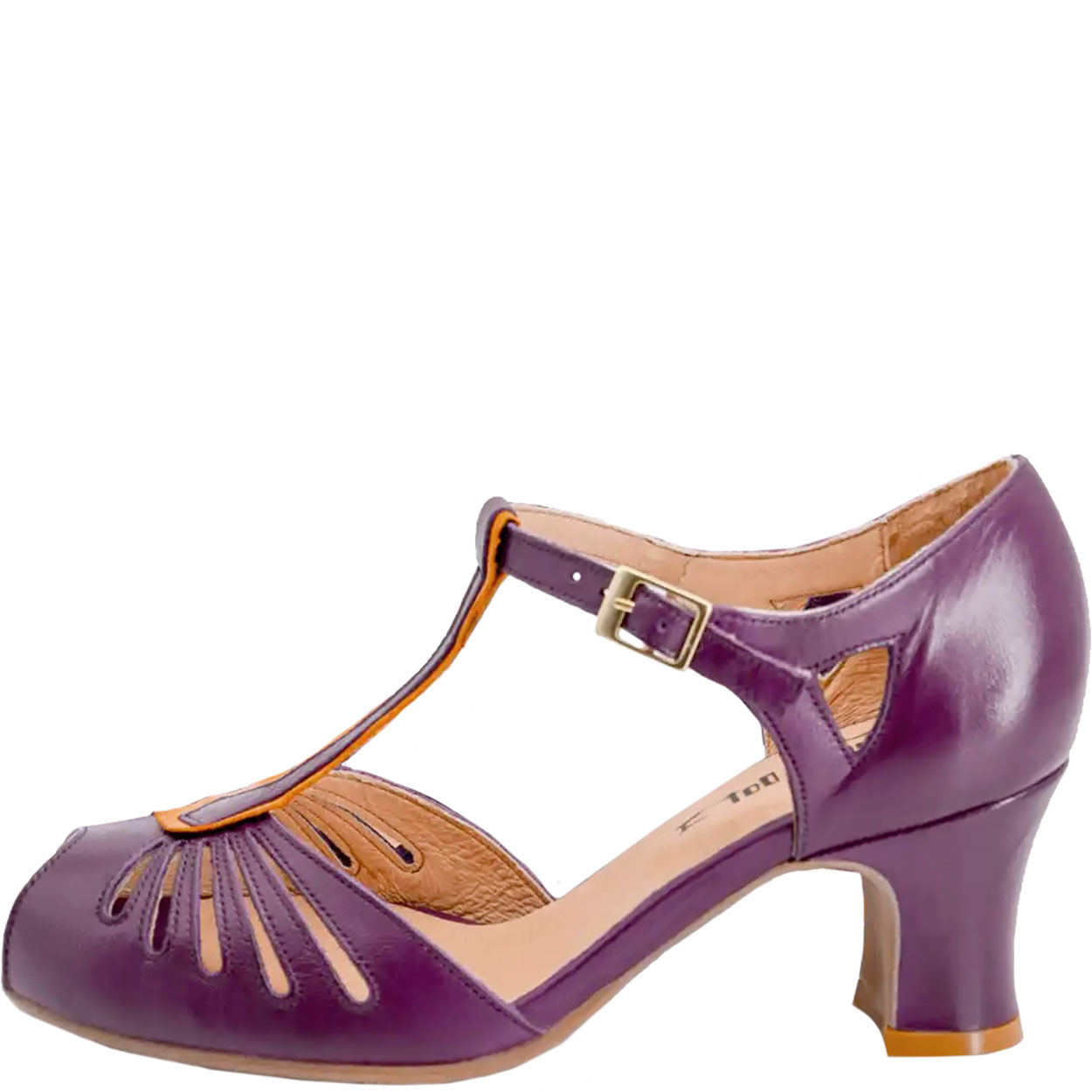Rock N Dot Pamela Purple Orange Leather Pumps - ShoeBeDoo